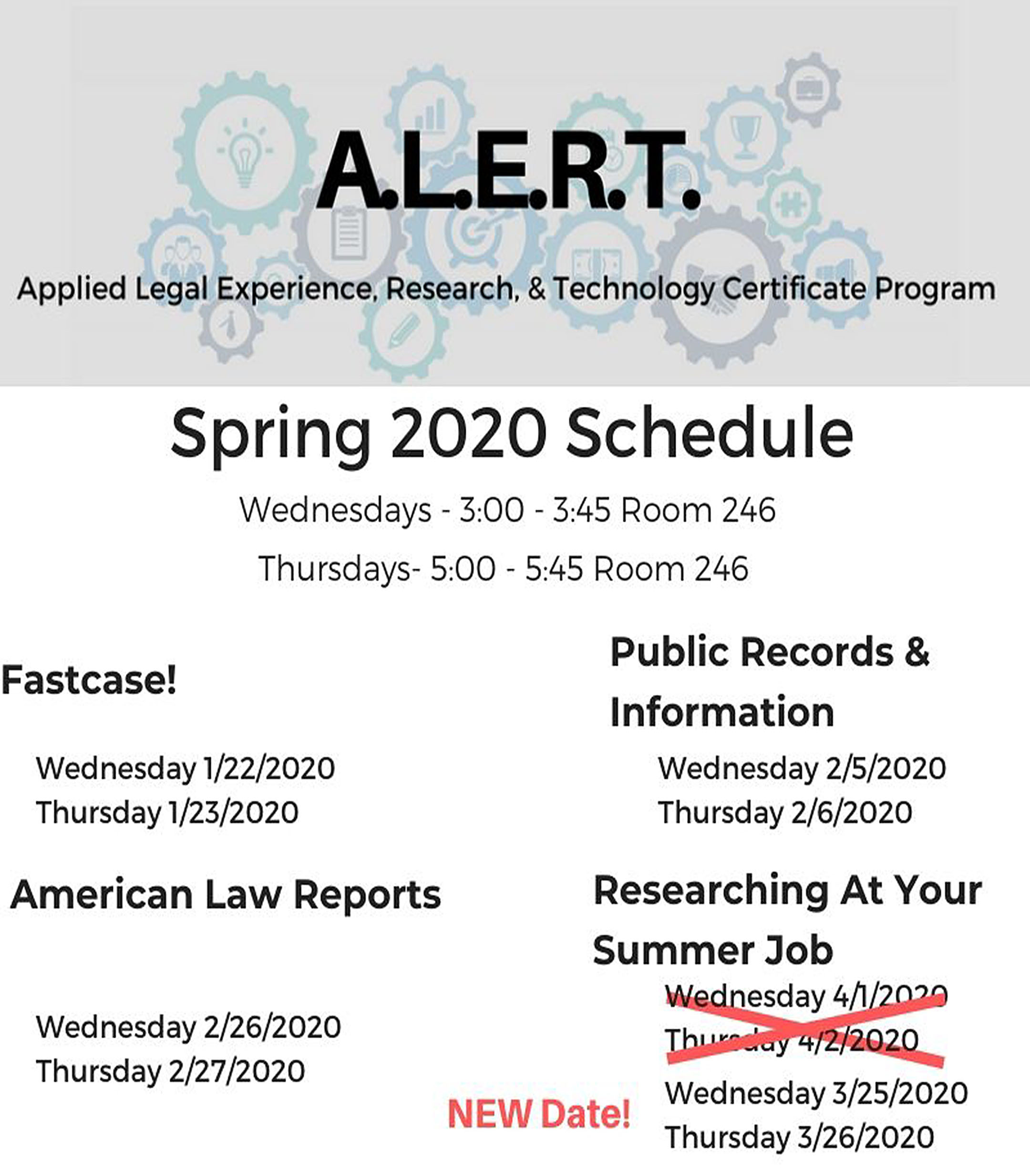 ALERT PROGRAM: SPRING 2020 LINEUP (UPDATE) – The Blackacre Times
